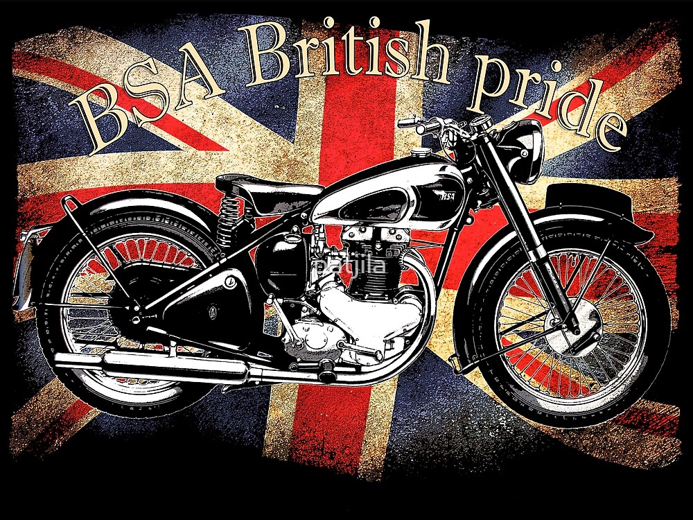 "Vintage Classic British BSA Motorcycle Icon" by patjila | Redbubble