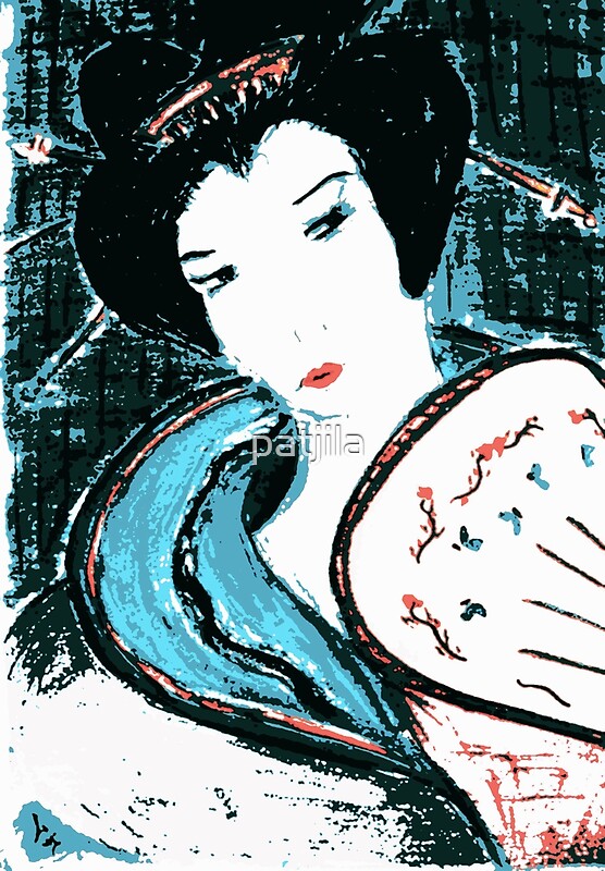 "Geisha Asami (麻美) experimental processed pastel drawing" by patjila ...