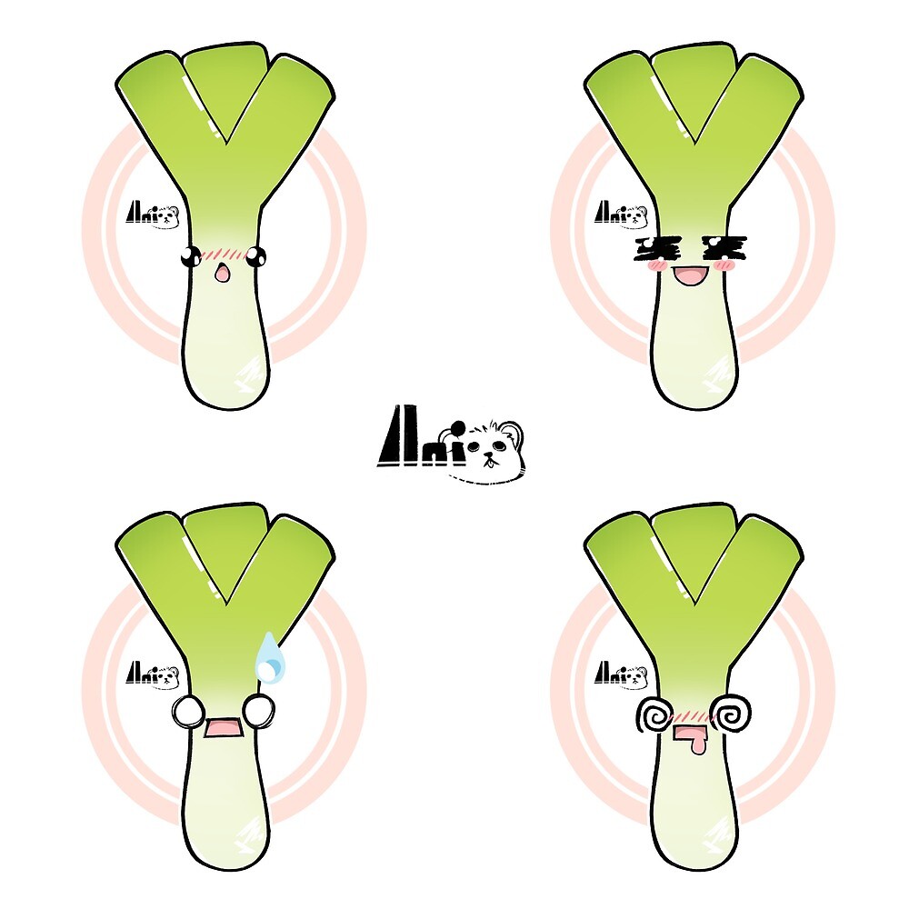 "Anime Leek Sticker Page #1" by AnimeKuma | Redbubble