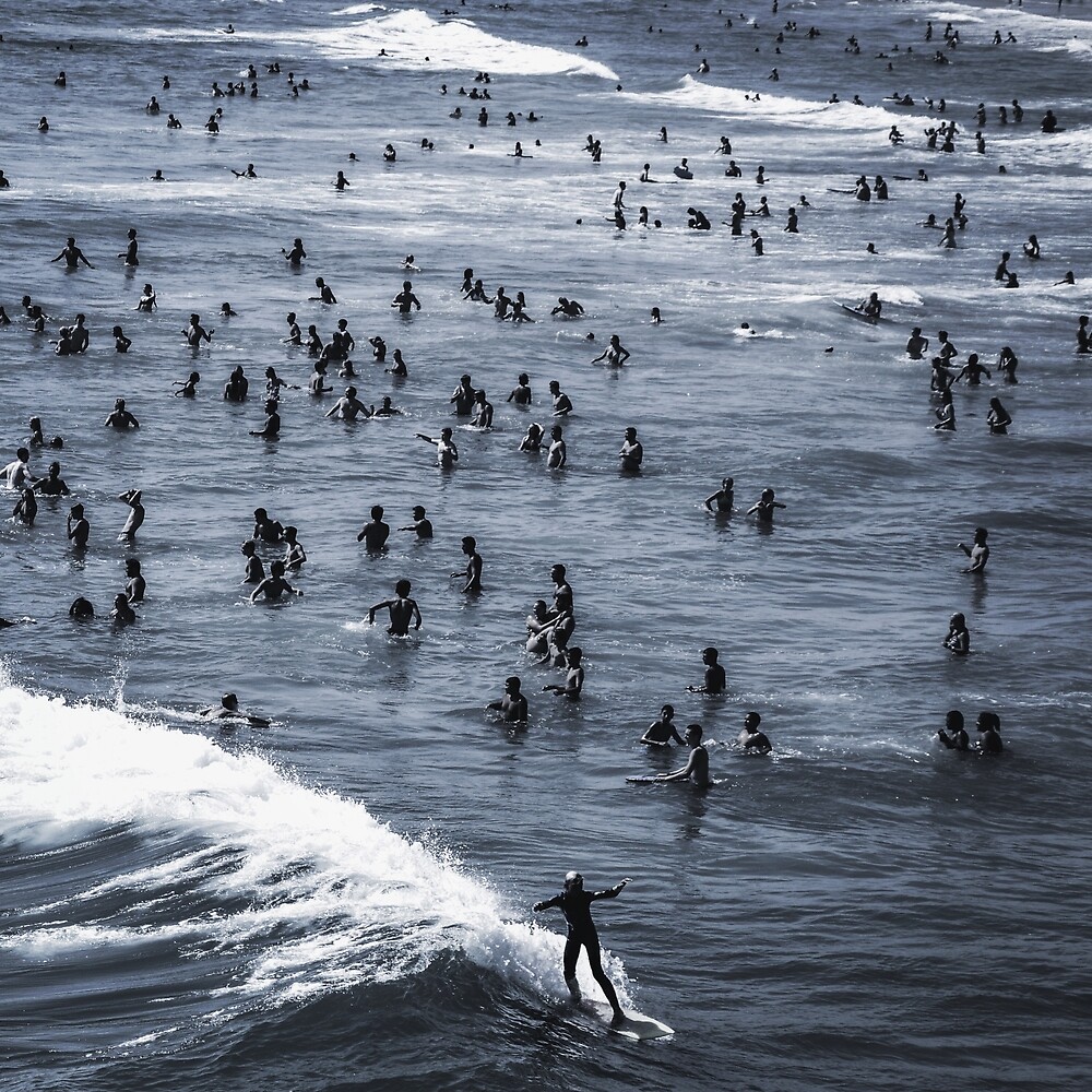 "Crowded Line Up - Southern California Beach/Ocean" by rionjuan | Redbubble