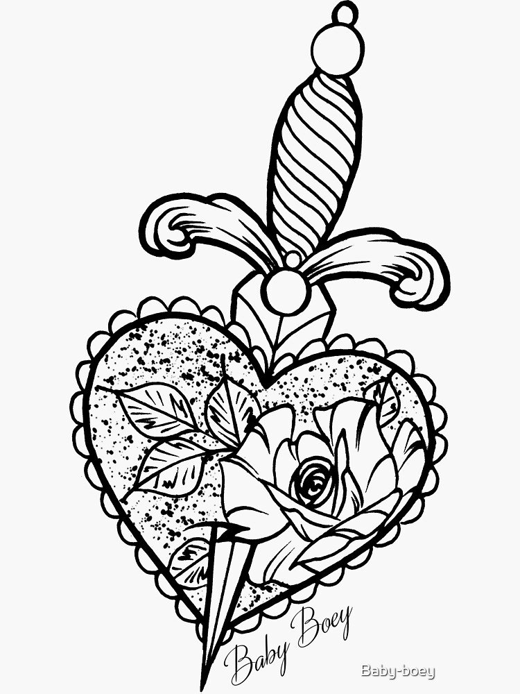 "Heart Dagger Tattoo" Sticker by Baby-boey | Redbubble