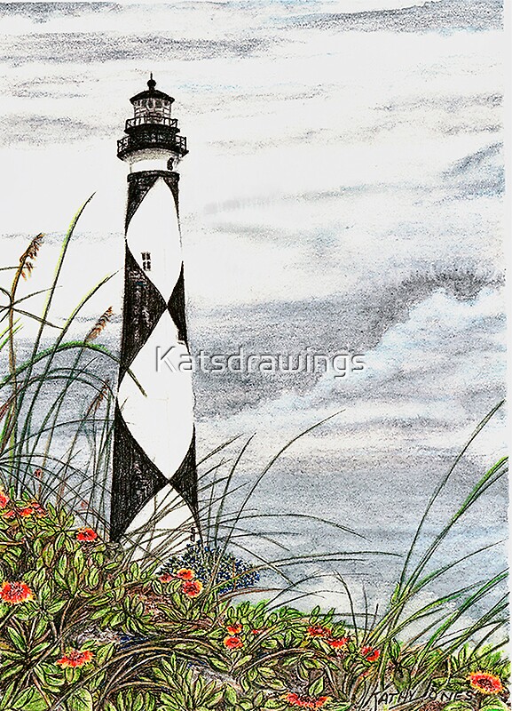 "Cape Lookout Lighthouse" by Katsdrawings | Redbubble