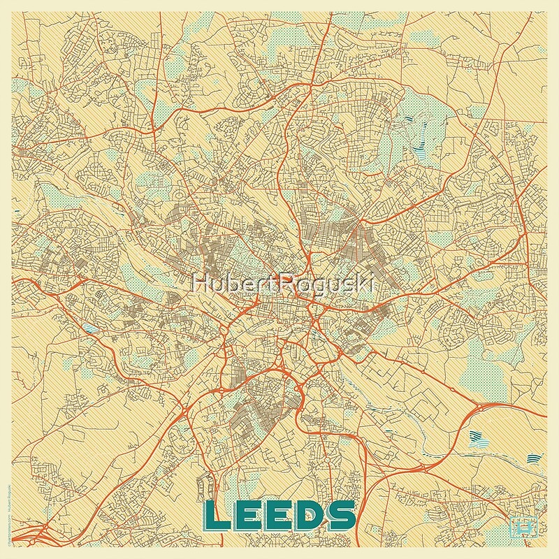 Leeds Map Retro By HubertRoguski Redbubble leeds-map-retro-by-hubertroguski-redbubble