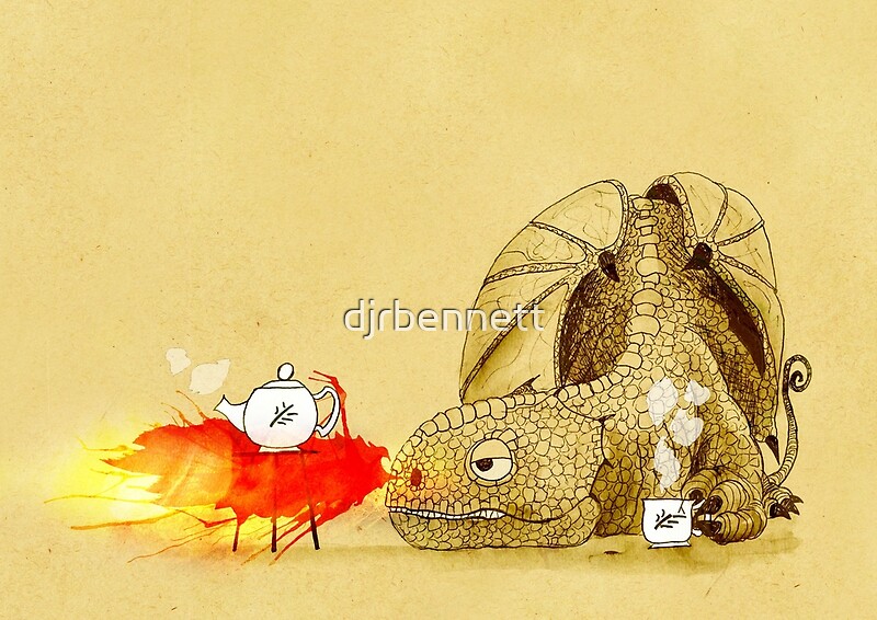"Dragon making tea" by djrbennett | Redbubble