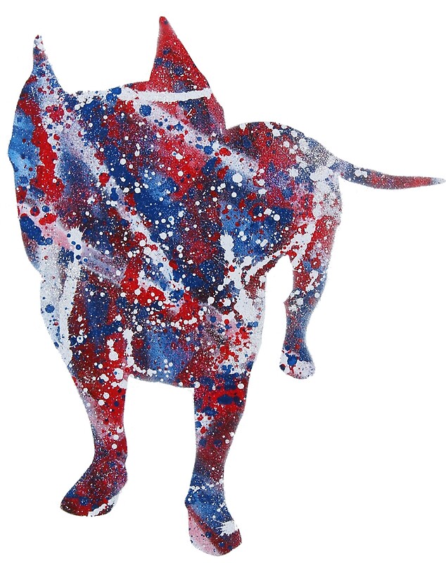 "American Bully Dog Art, Abstract, Paint Splatter, Patriotic" by ...