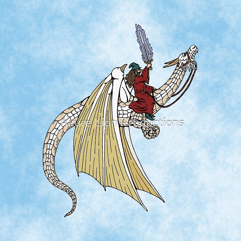 "Wizard Riding White Dragon" by Richard Fay | Redbubble
