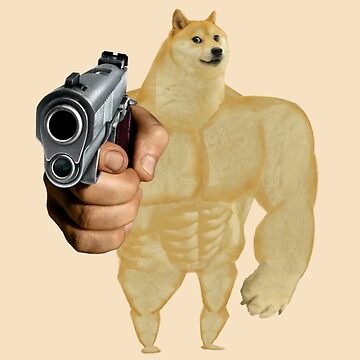 "Swole Doge Gun" Sticker for Sale by DonatasSab | Redbubble