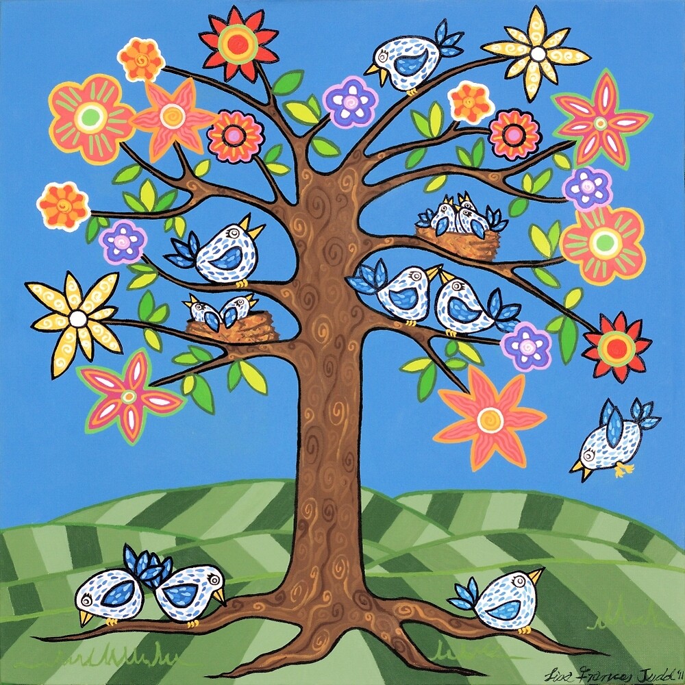 "'Birdie Tree' - Inspired by Spring" by Lisafrancesjudd | Redbubble