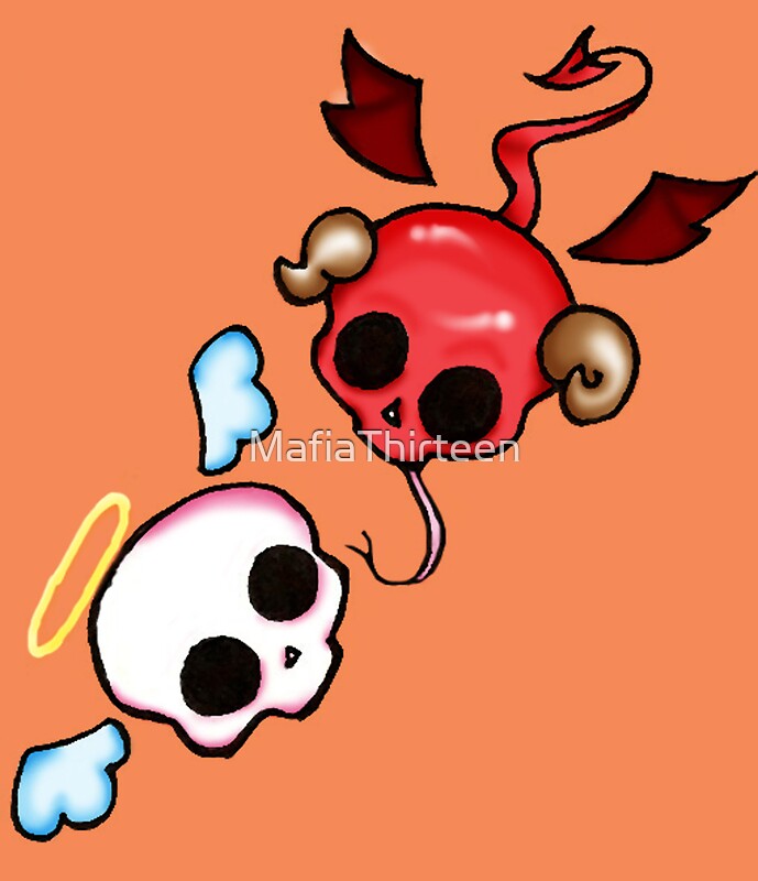 "Cute Angel and Devil skulls" by MafiaThirteen | Redbubble