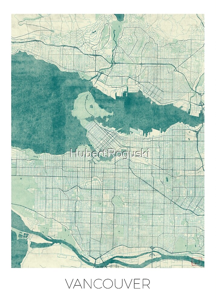 "Vancouver Map Blue Vintage" by HubertRoguski | Redbubble