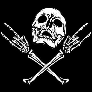 "Unique Skull & Bones Black Death Rock Heavy Metal Headbanger" Sticker ...