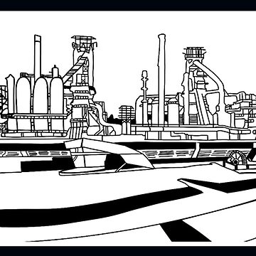 "Steel Stacks line drawing " Greeting Card for Sale by MaryJo Rosania ...
