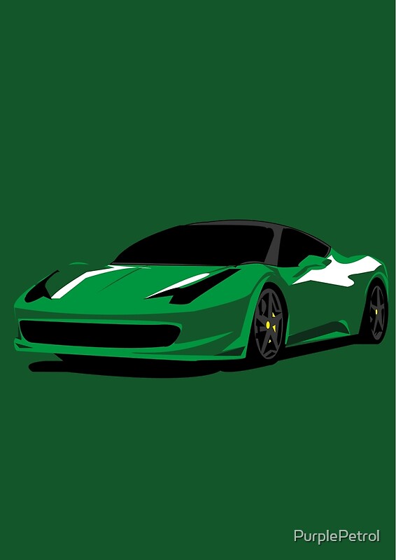 "Green Ferrari 458 Graphic" by PurplePetrol | Redbubble