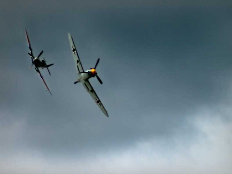 " Spitfire Attack on Messerschmitt " by Paul Tremble | Redbubble