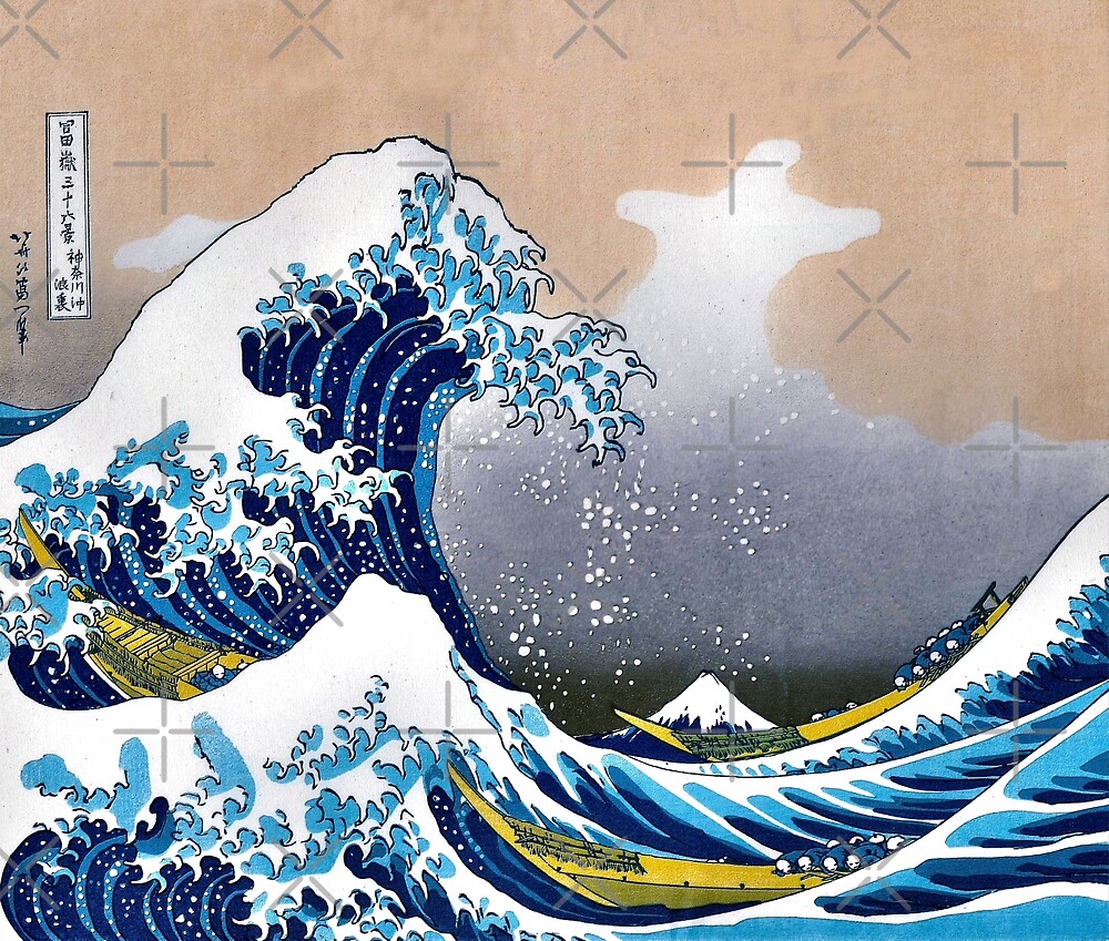 "Great Wave off Kanagawa by Hokusai Wall Tapestry Vectorized HD High ...