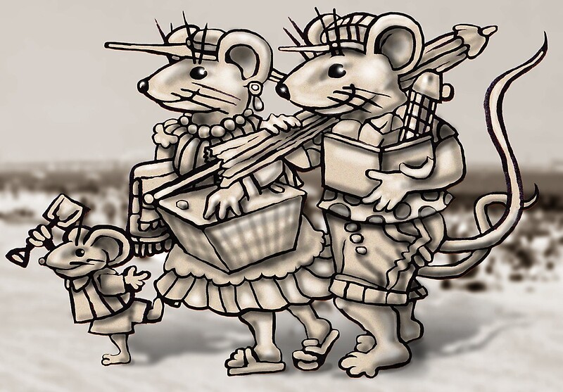 "Mouse Family on Seaside Vacation" by candonyc | Redbubble