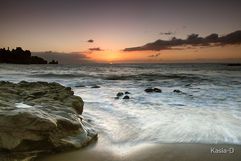 "Sunset Surf Washing the Rocks" by Kasia-D | Redbubble