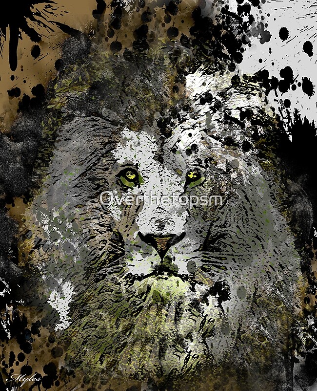 "LION PRIDE INK SPLASH ANIMAL ABSTRACT PORTRAIT" by Overthetopsm ...