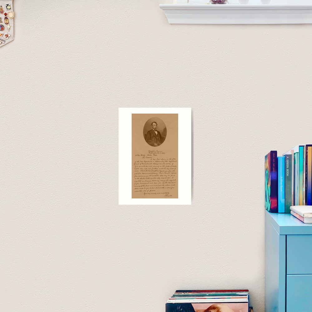 "Abraham Lincoln's Letter To Mrs. Bixby" Art Print by warishellstore ...