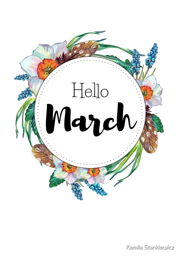 "Hello March - monthly cover for planners, bullet journals " by Kamila ...