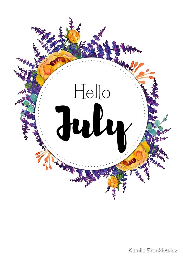 "Hello July - monthly cover for planners, bullet journals" by Kamila ...