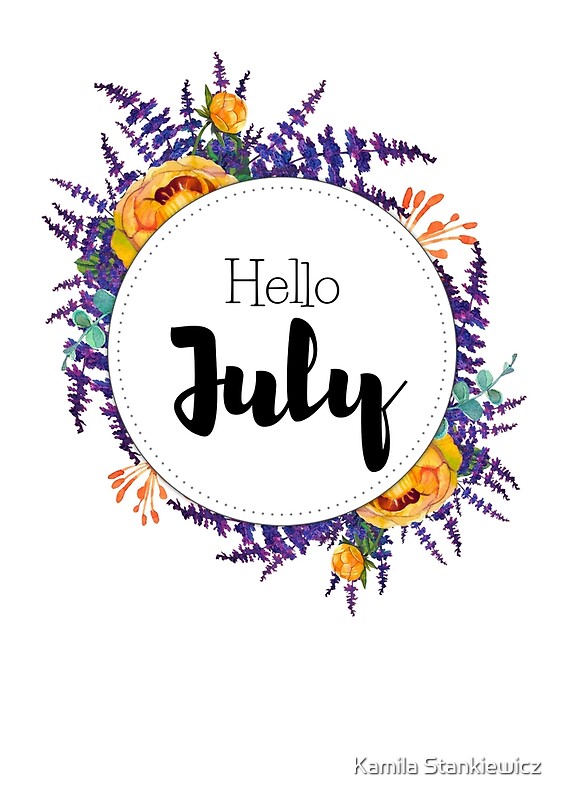 "Hello July - monthly cover for planners, bullet journals" by Kamila ...