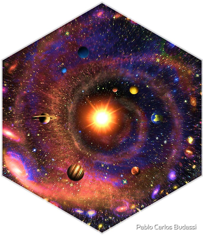 "Hexagonal View of the Universe (orange)" by Pablo Carlos Budassi ...
