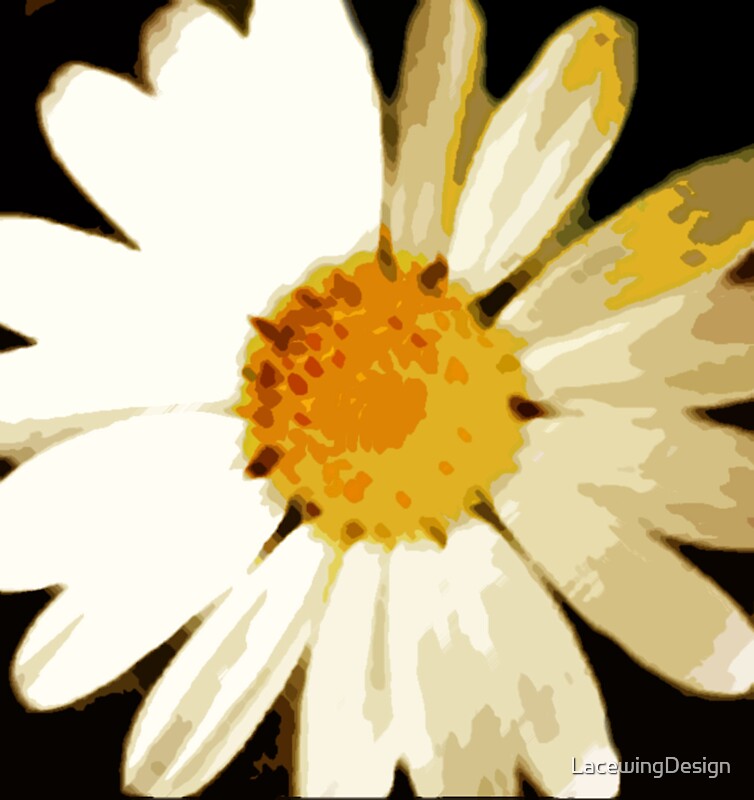 "WHITE DAISY , FREEFORM SIMPLISTIC ~OIL ON CANVAS" by LacewingDesign ...