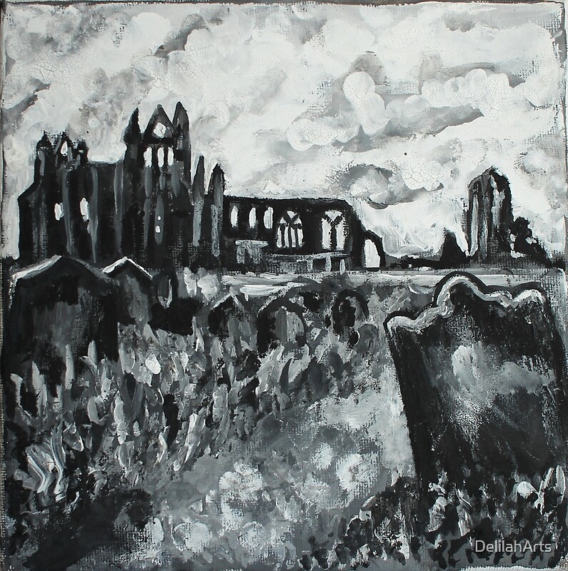 "Whitby - Black and White acrylic painting print" by DelilahArts ...