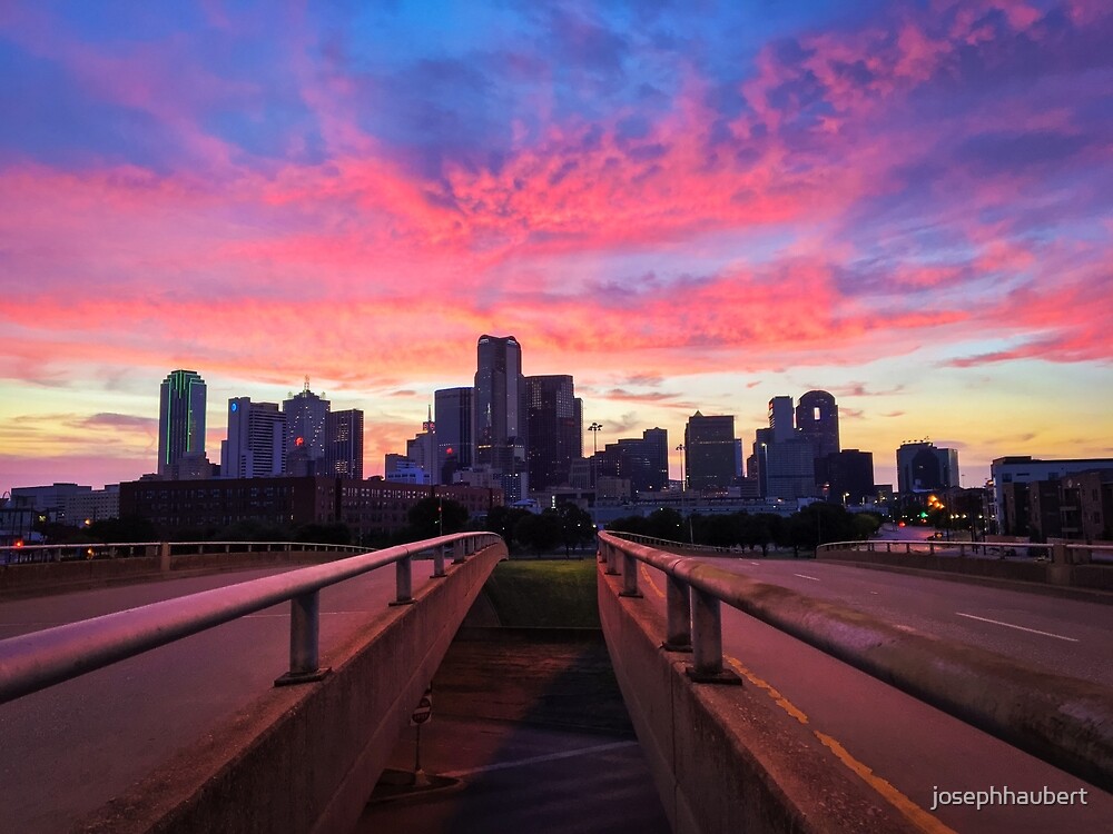 "Dallas Fiery Pink Bridges Sunset " by josephhaubert | Redbubble