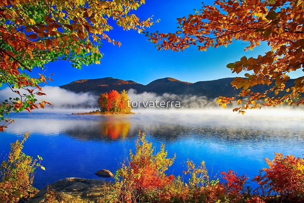 «Vermont Fall Foliage Color Lakeside Island Apalaches Green Mountains ...