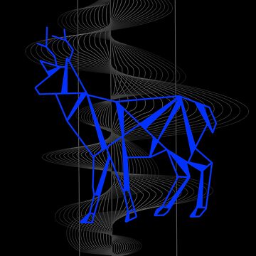 "Blue Geometric Stag - With Wavy Lines Behind - Vortex" Art Board Print ...