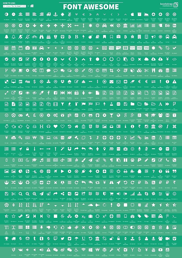 "Font Awesome Cheatsheet (v4.2.0)" by jamescroft | Redbubble