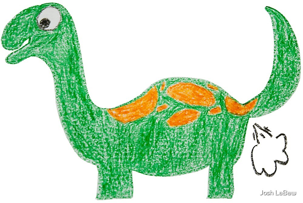 "Cartoon Dinosaur Fart - in Crayon" by Josh LaBaw | Redbubble