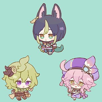 "Dori, Tighnari, Collei Chibi Kawaii - Genshin Impact" Sticker for Sale ...