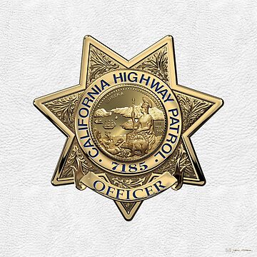 "California Highway Patrol - CHP Officer Badge 7185 over White Leather" Sticker for Sale by ...