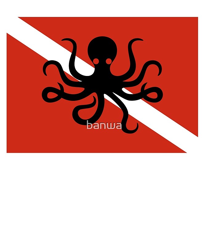 "Octopus Scuba Diving Dive Flag" by banwa | Redbubble