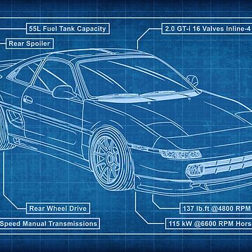 "Toyota MR2 SW20 1989 Blueprint" Poster for Sale by Navin Guyvit ...