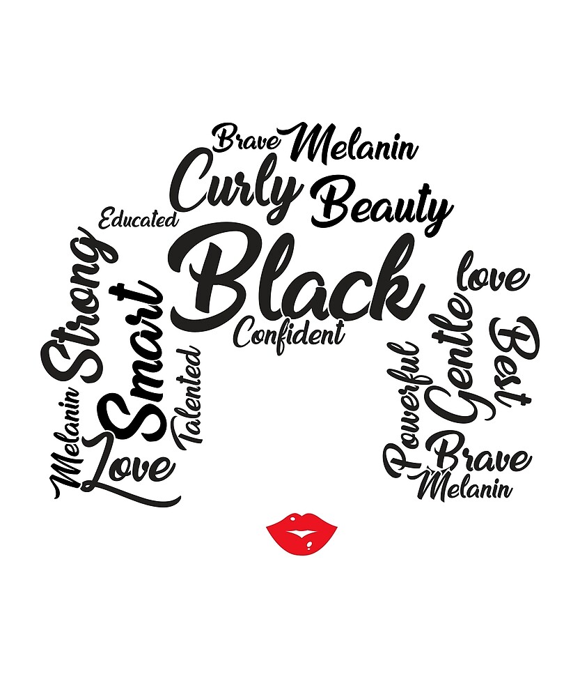 "Afro Word Art Natural Hair T-Shirt for Black Women" by bucksworthy ...