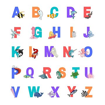 "Alphabet sea animals cute and colorful" Poster for Sale by CherieTree ...