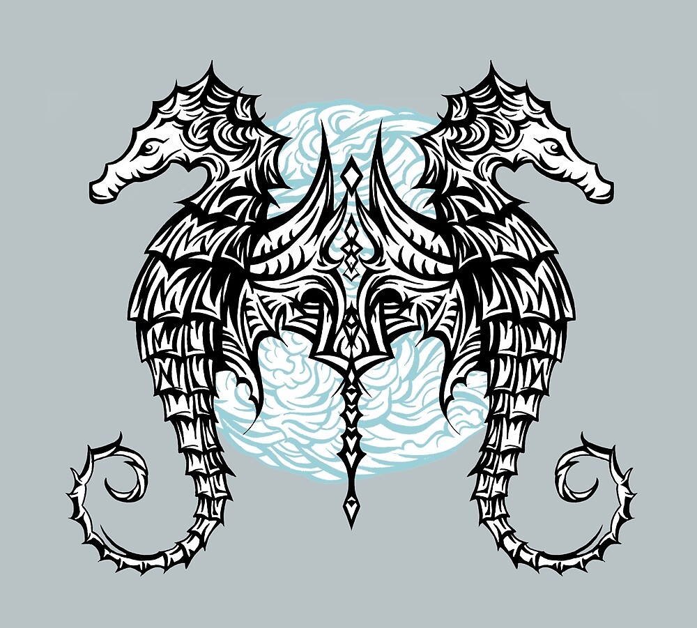 "Tribal Seahorses Sea Animal Tattoo Art Style and Design" by ShaireProd ...