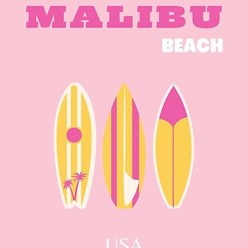 "Malibu, Malibu Beach, Preppy, Pink" Art Board Print for Sale by Carla Lima | Redbubble