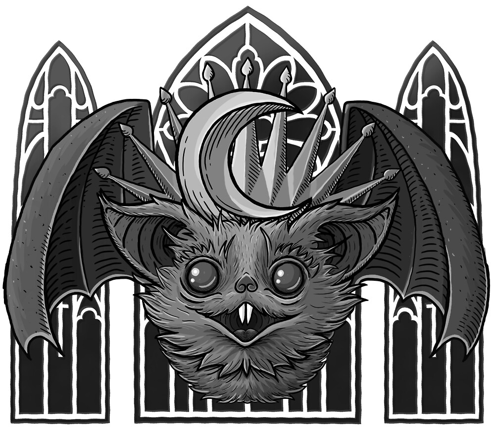 "B&W Bat King" by Monika Foglia | Redbubble