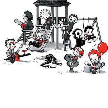 "Cute Baby Horror Characters Playing Horror Movies Hallowee" Art Board ...