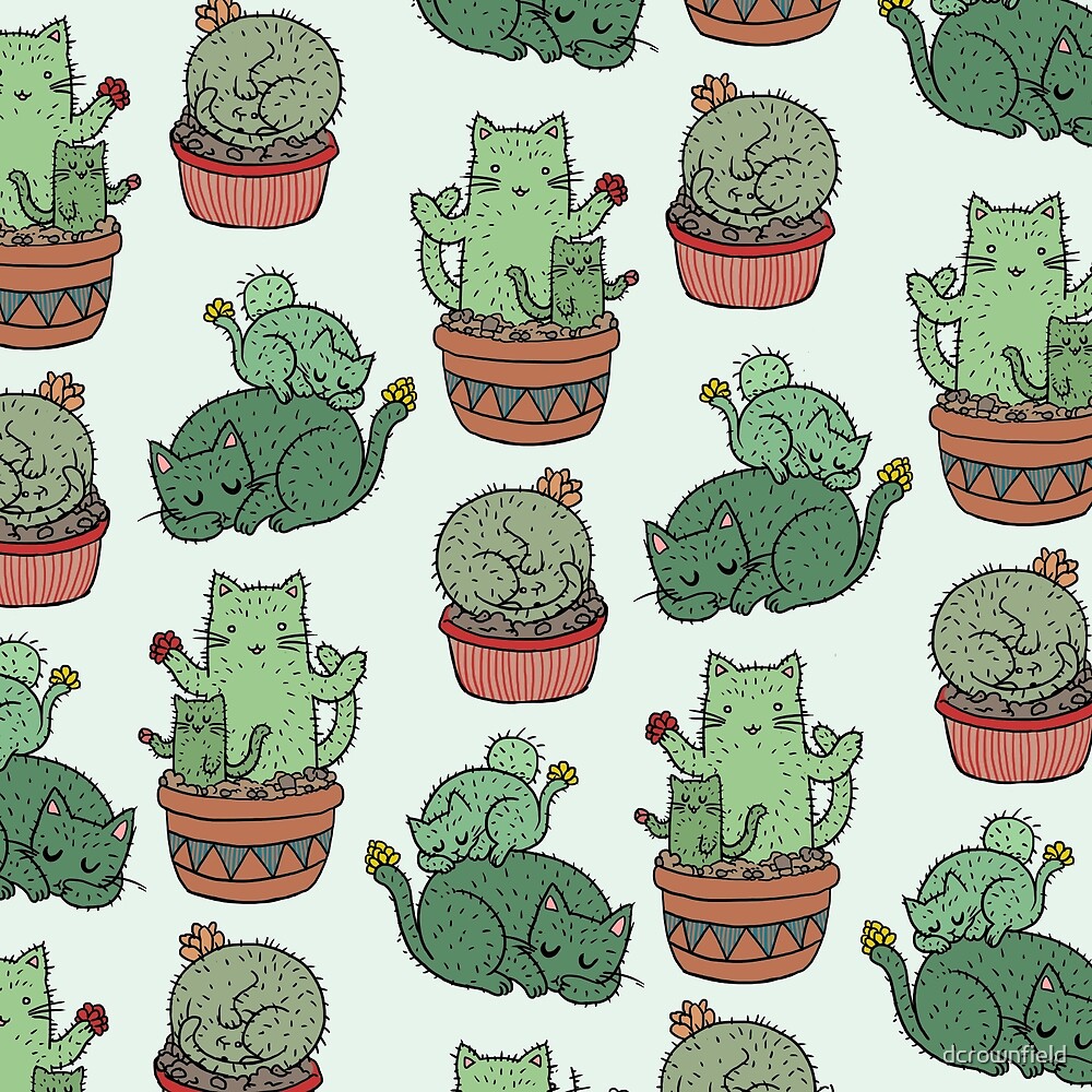 "Cactus Cats" by dcrownfield | Redbubble