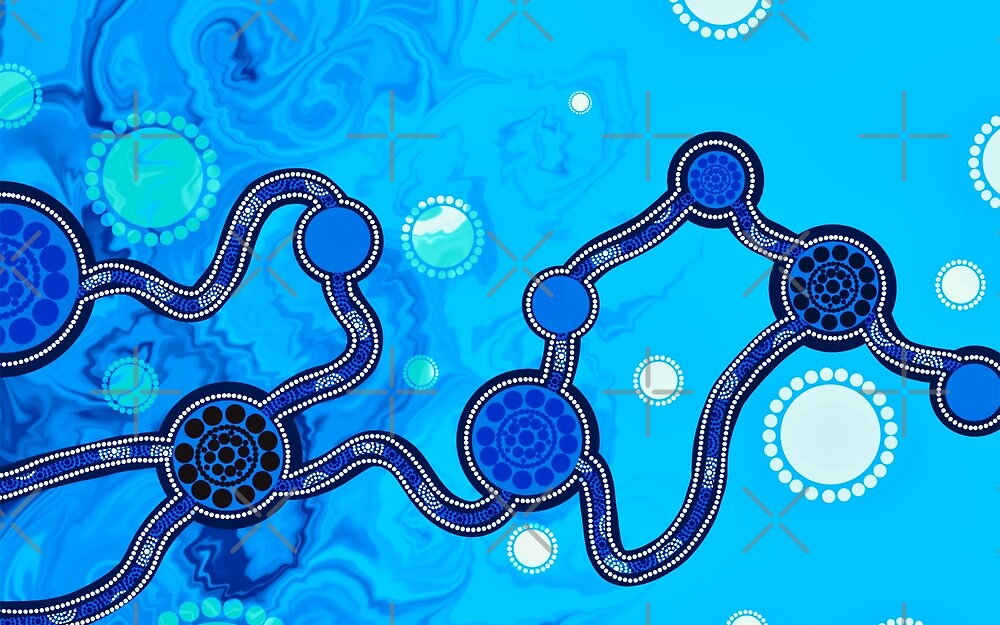 "Ocean Blue Aboriginal Art: Connections." by Native-Serpent | Redbubble