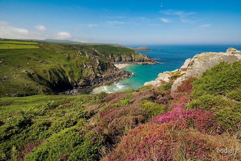 "Pendour cove from the headland of Zennor cliffs Cornwall" by eddiej ...