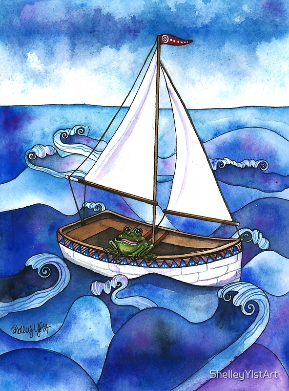 "Froggy Goes Sailing" by ShelleyYlstArt | Redbubble