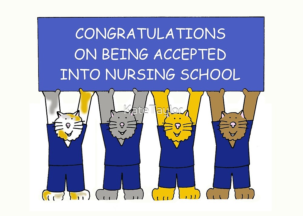 "Acceptance into Nursing School Congratulations Cartoon Cats in Scrubs ...
