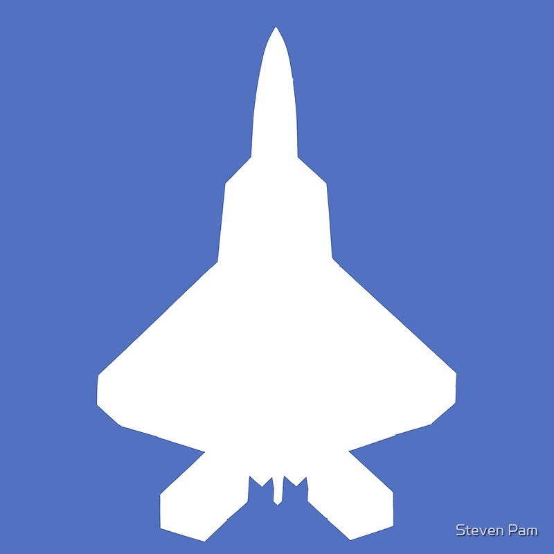 "F-22 Raptor Fighter Jet Planform (white)" by Steven Pam | Redbubble